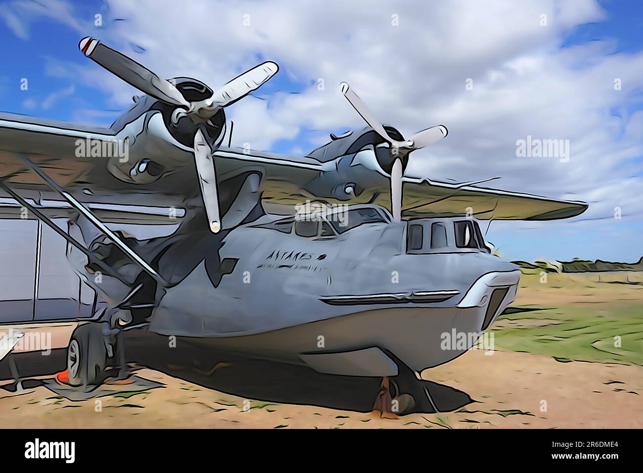 In-Camera Illustration of a Catalina Plane at the Qantas Founders ...
