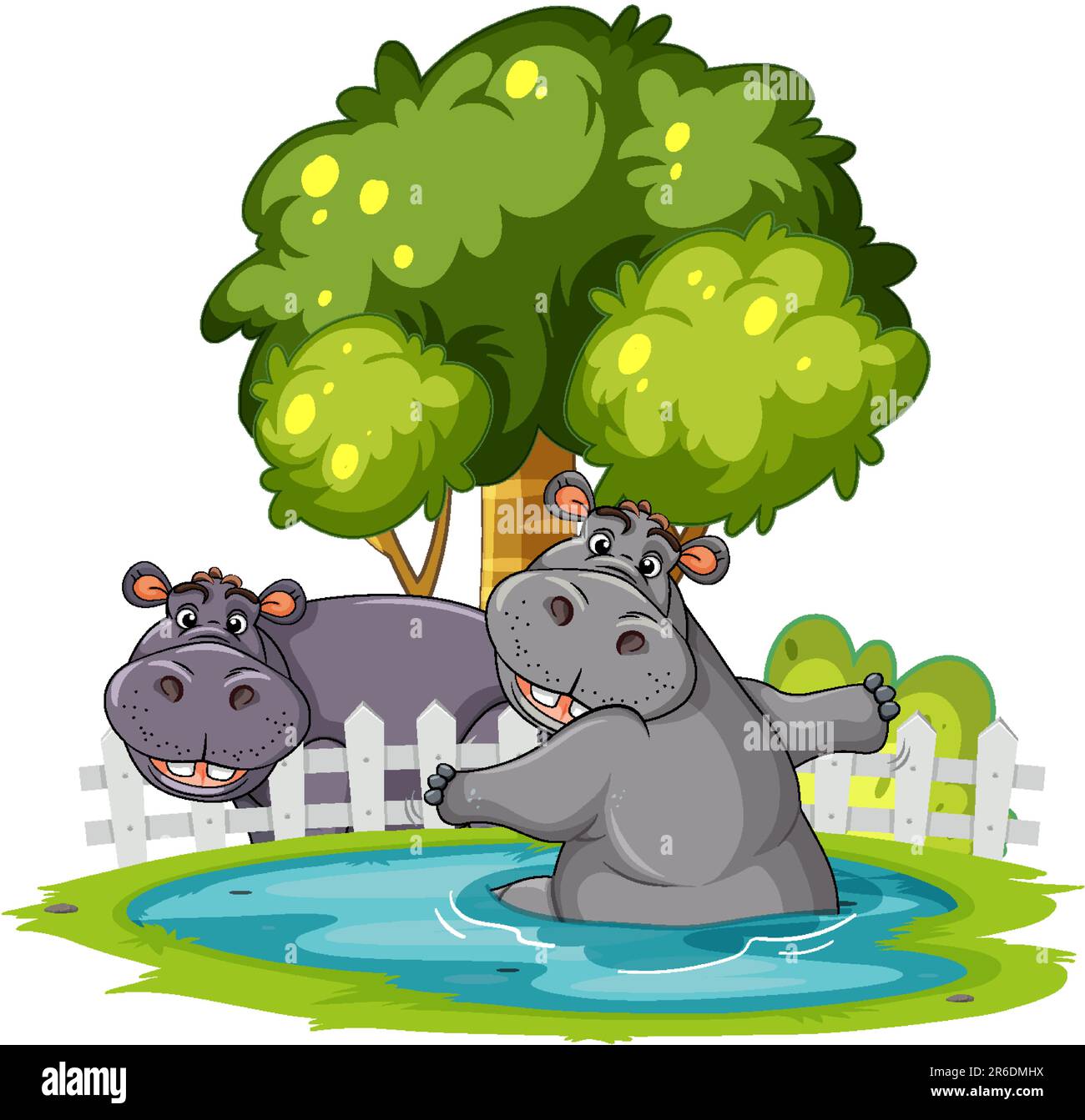 Hippopotamus In Nature Scene illustration Stock Vector Image & Art - Alamy
