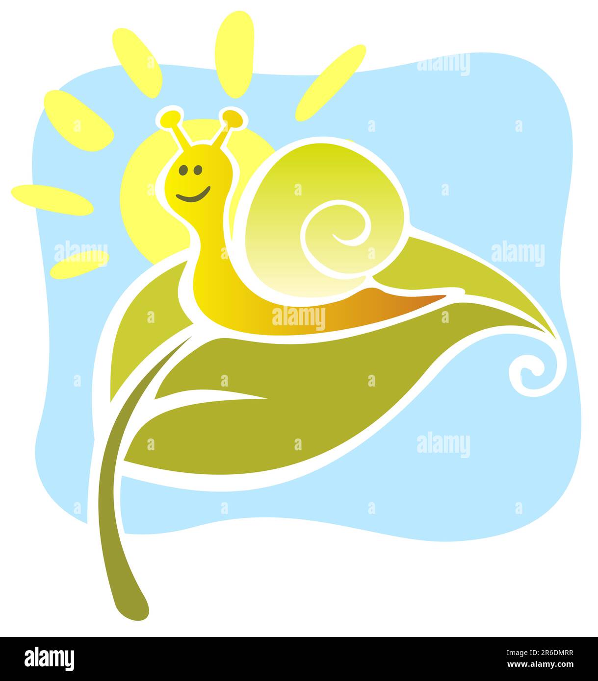 Funny stylized snail and sun on a blue background Stock Vector Image ...