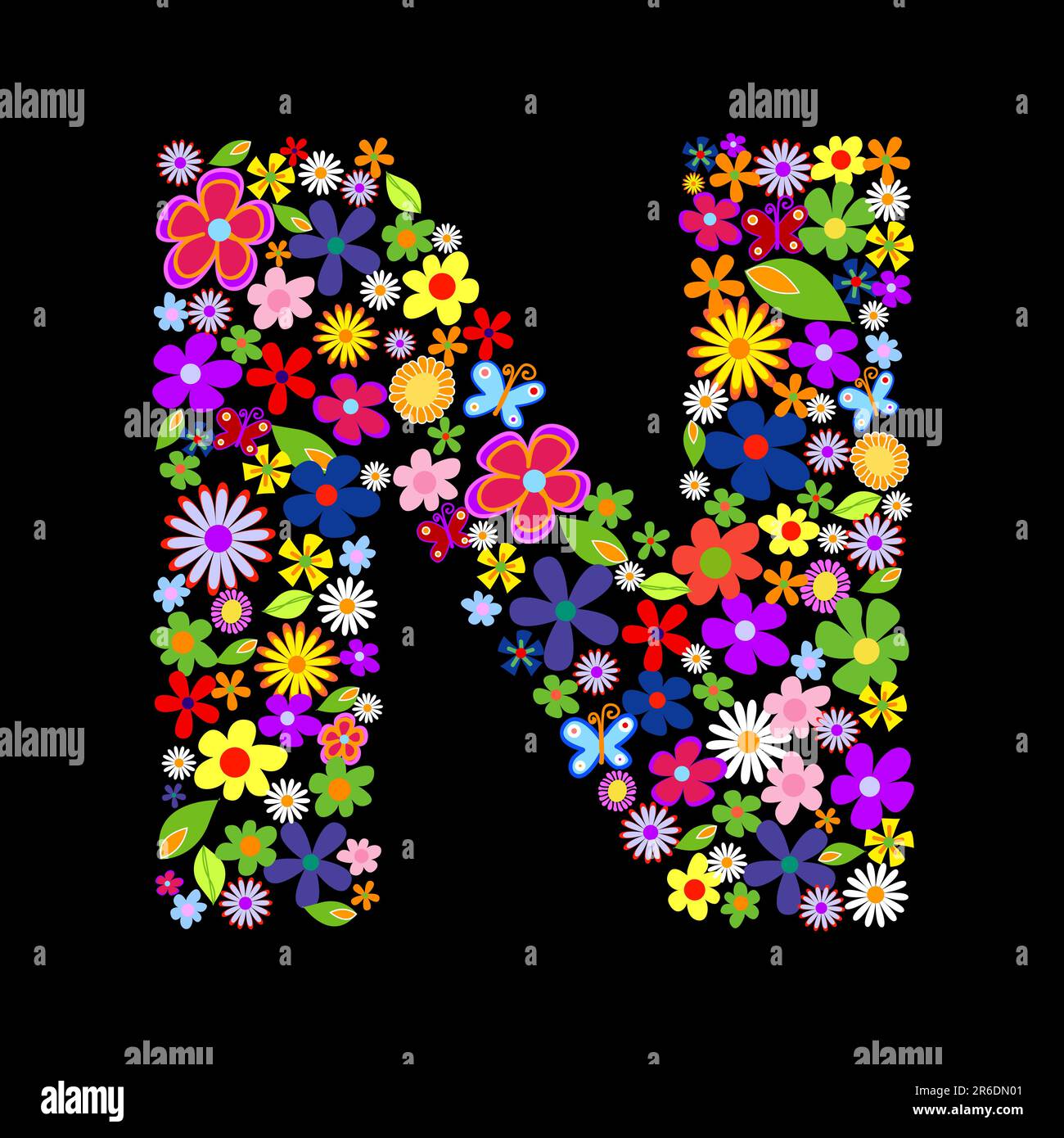 Vector flower font, letter N Stock Vector Image & Art - Alamy