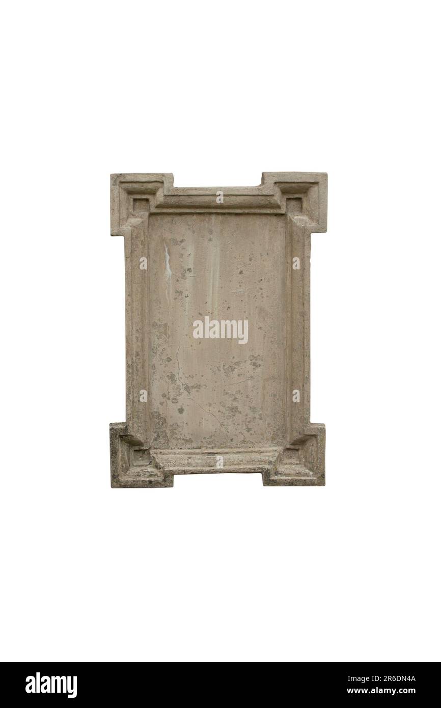 Textured stone tile with rectangular graphic ornaments, abstract ...