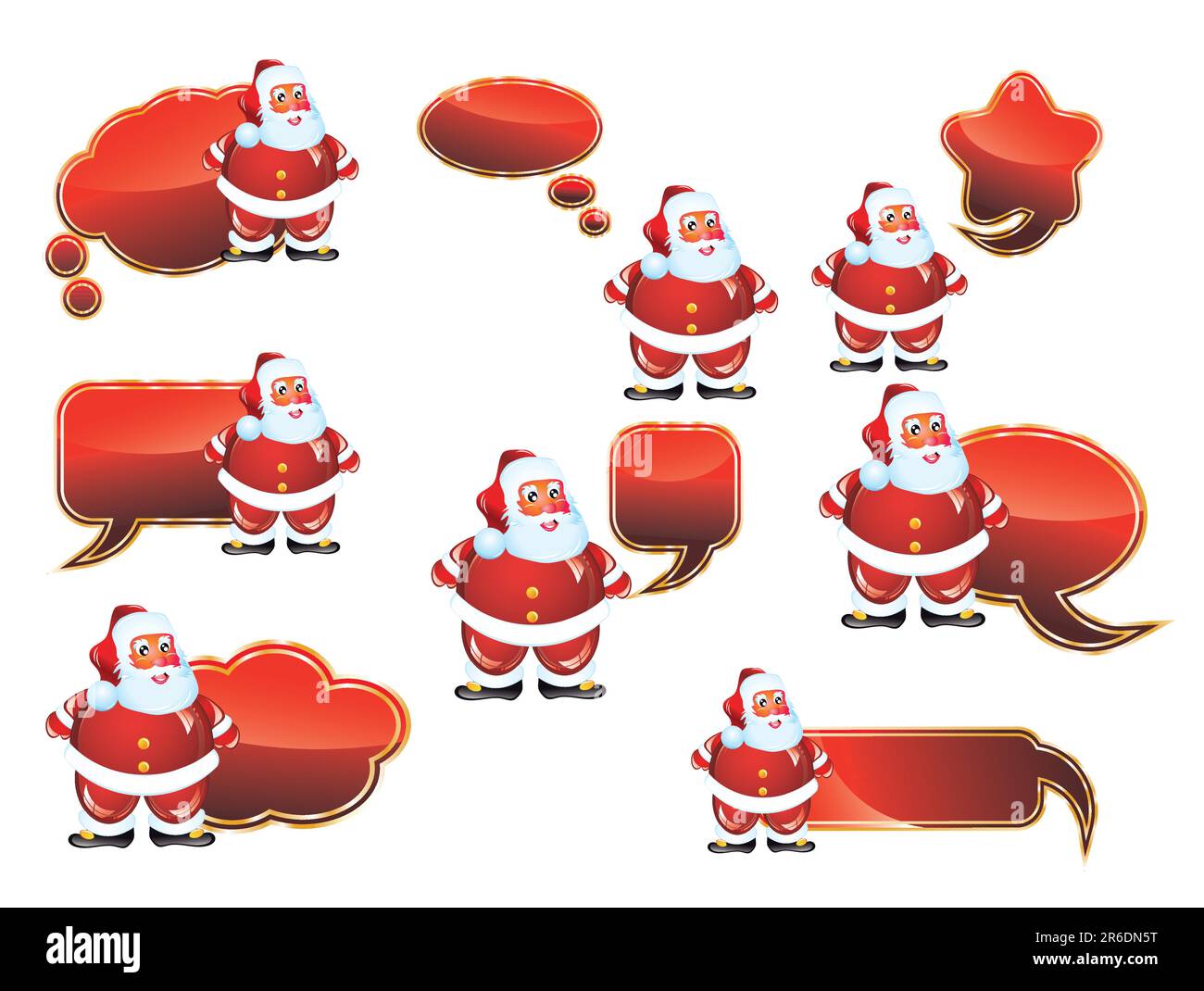 Set of Clouds labels with Santa Cartoon Style Stock Vector Image & Art ...