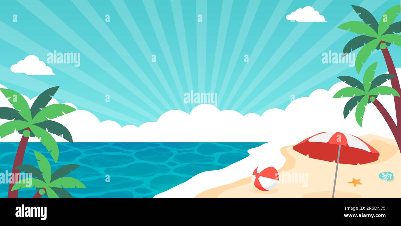 Summer beach vector banner illustration Stock Vector Image & Art - Alamy