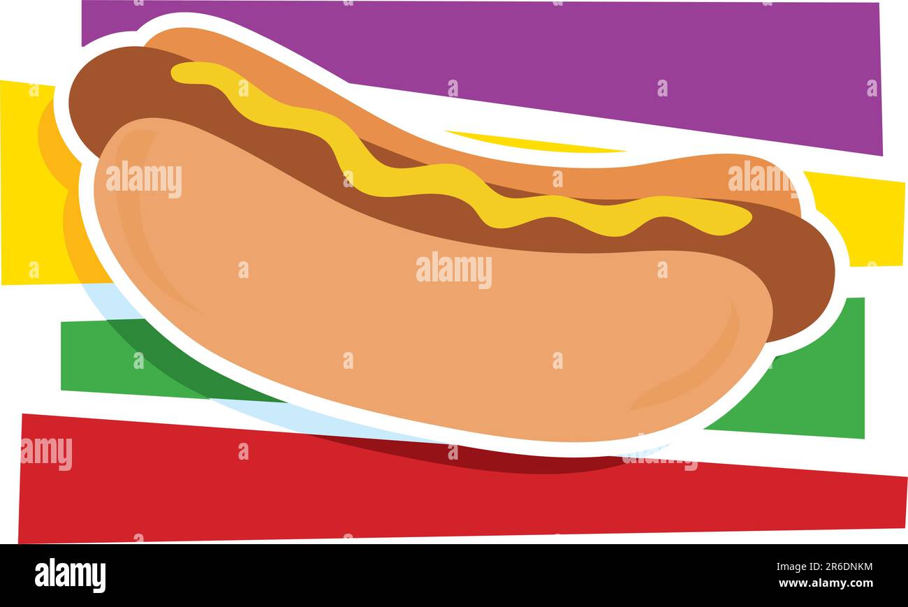 A single hot dog on a stylized striped background Stock Vector Image ...