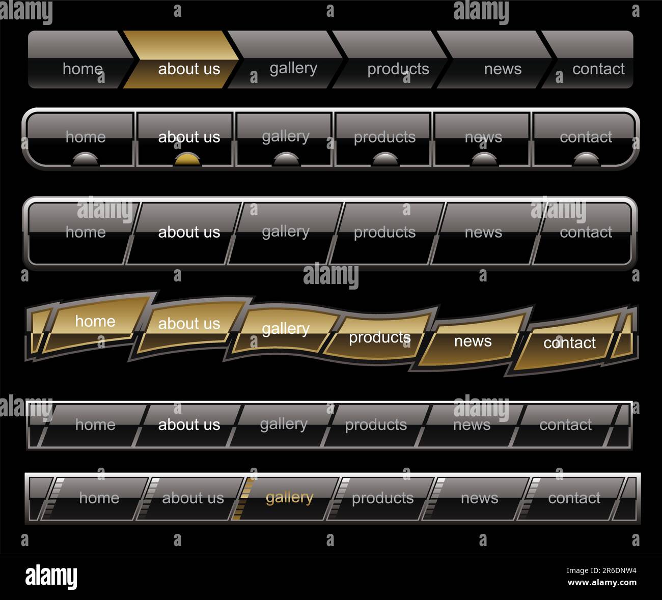 Black menu buttons navigation template Stock Vector Image & Art - Alamy