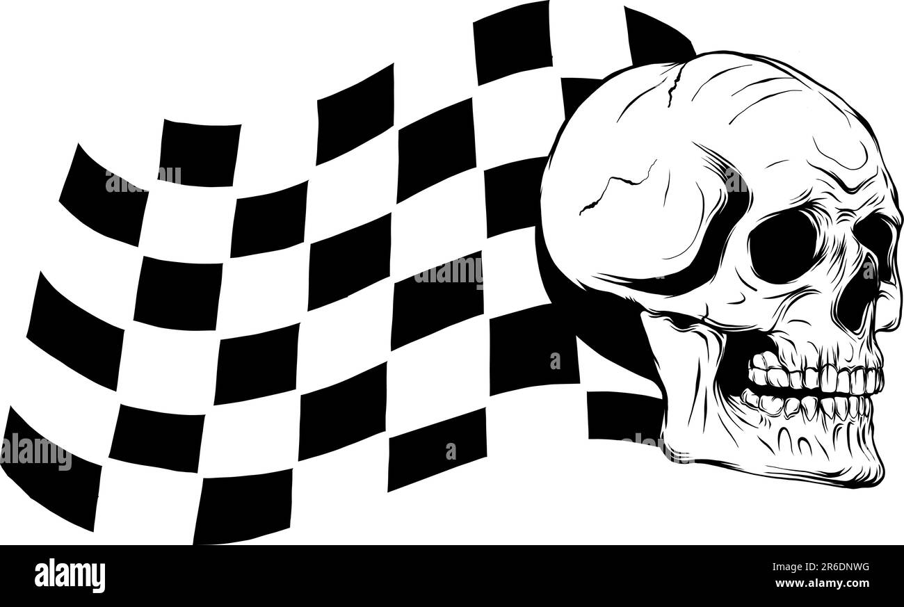 vector illustration of monochrome skull racing flag Stock Vector Image ...