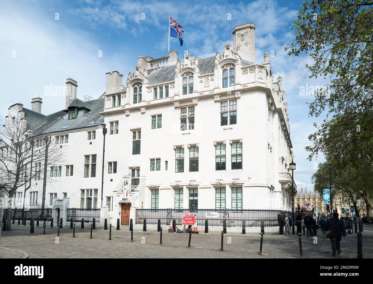 Flags flying above the building of the Supreme Court of Justice, London ...