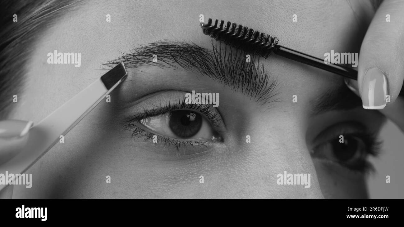 Woman on the brow beauty procedures. Care for brows, eyebrows ...