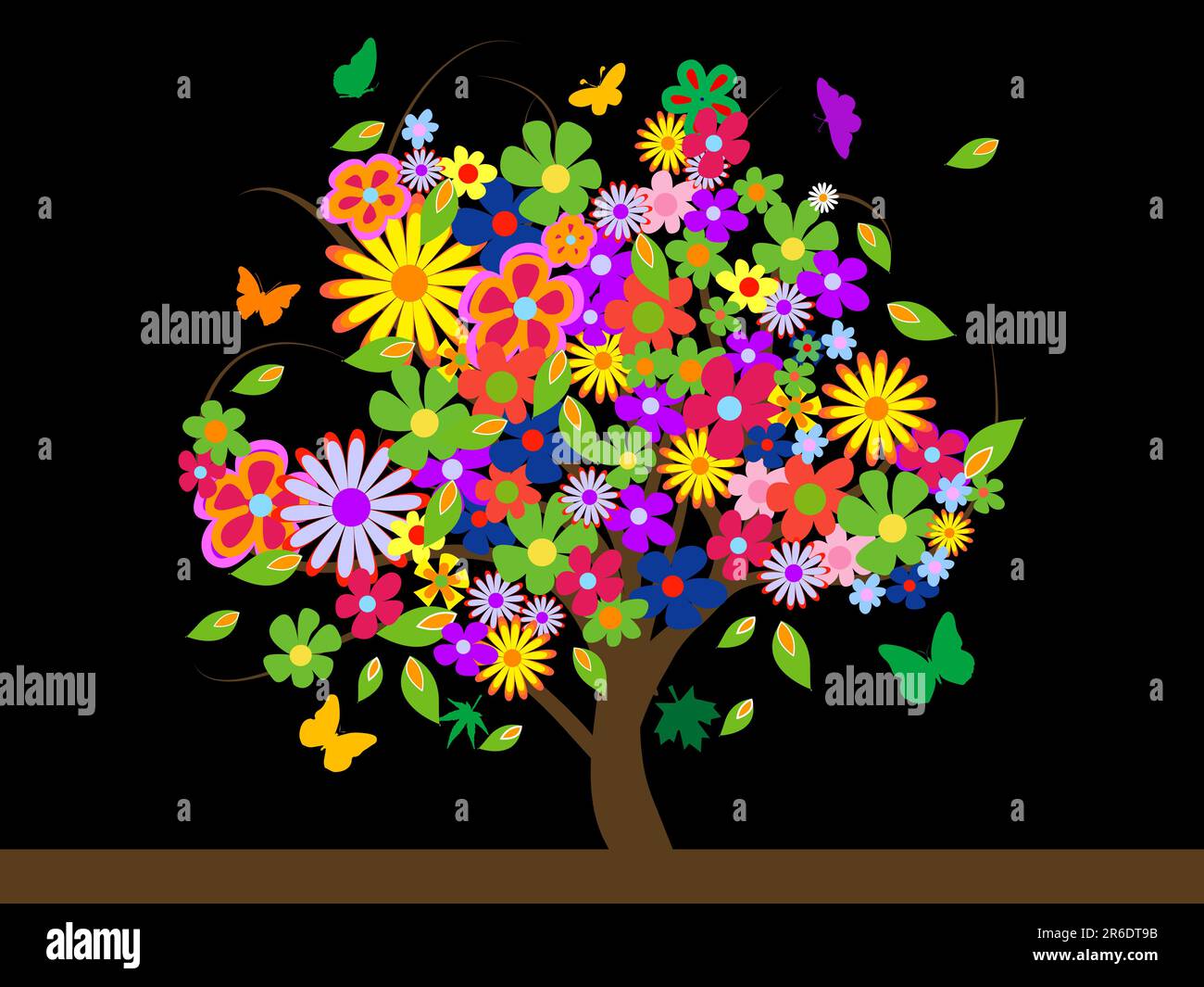 Colorful tree with flowers vector illustration Stock Vector Image & Art ...