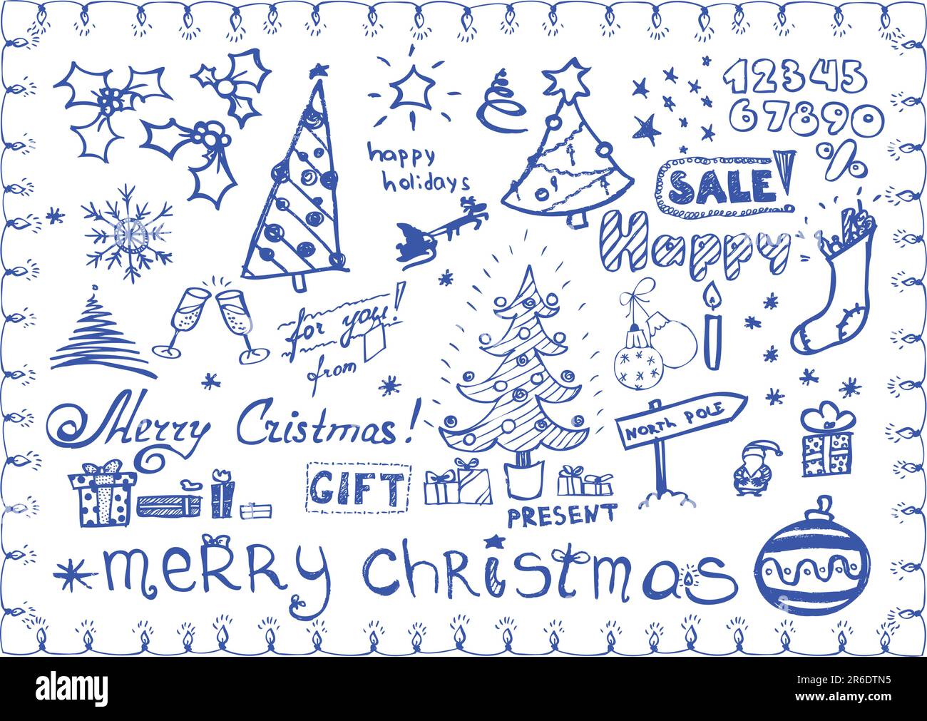 Christmas doodles / vector illustrations set Stock Vector Image & Art ...