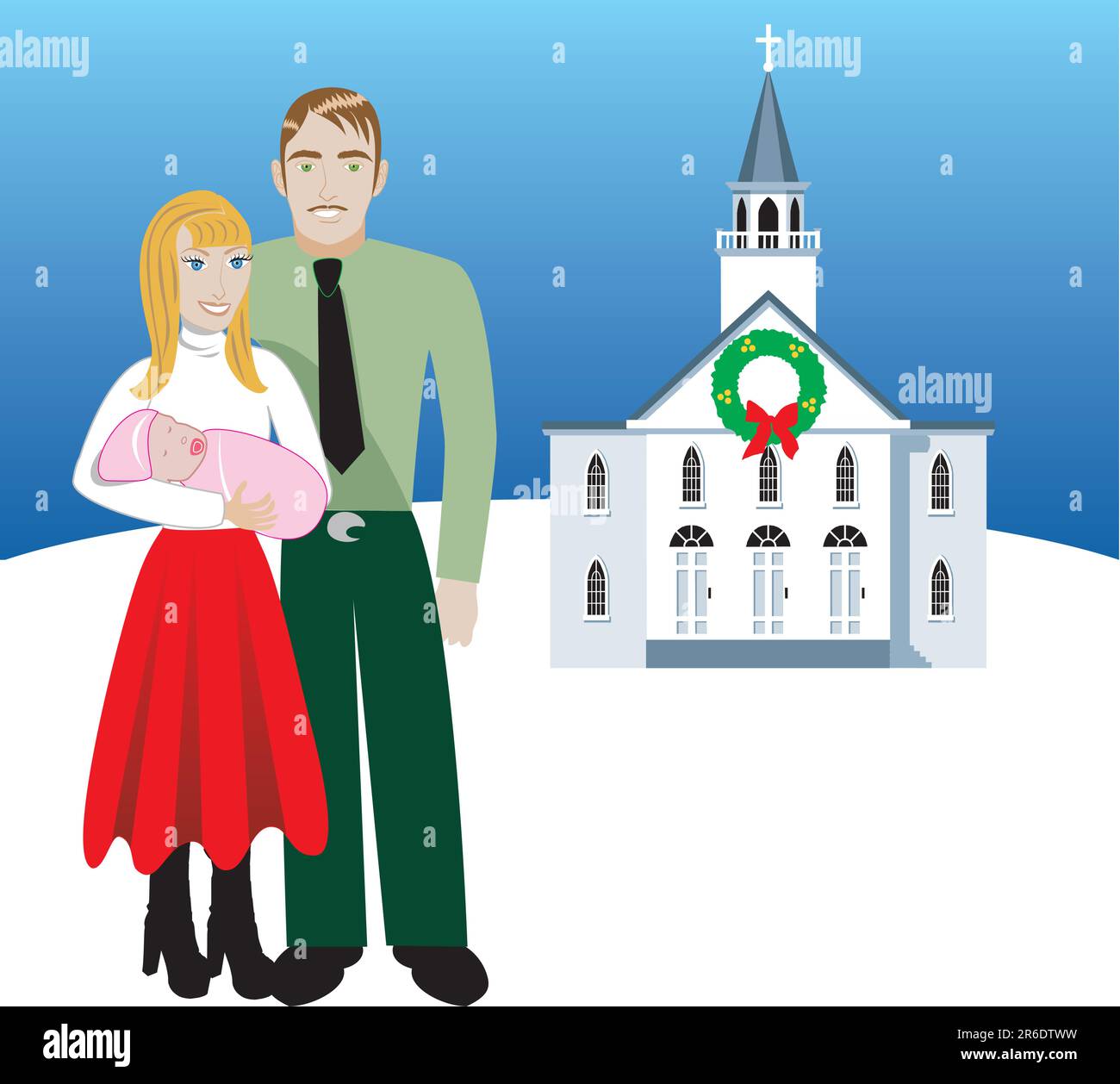 Vector Illustration of Family number 4. A family of 3 in front of ...