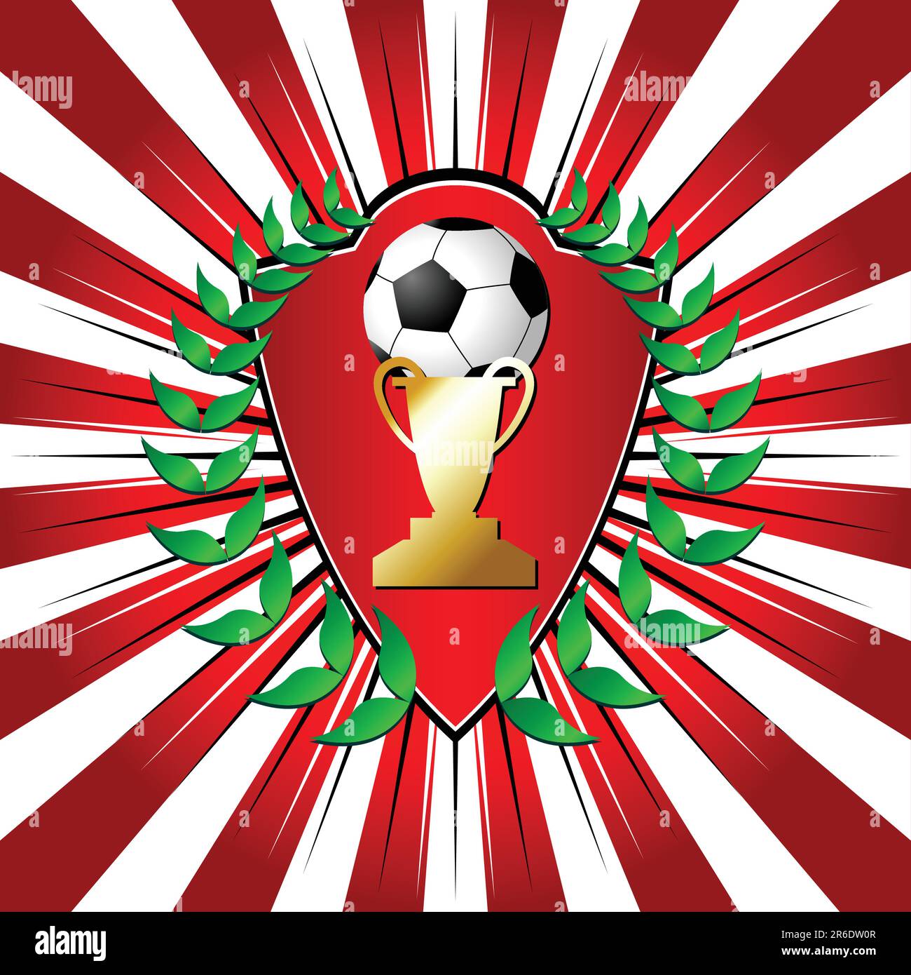 Soccer shield theme with laurel over striped background Stock Vector ...