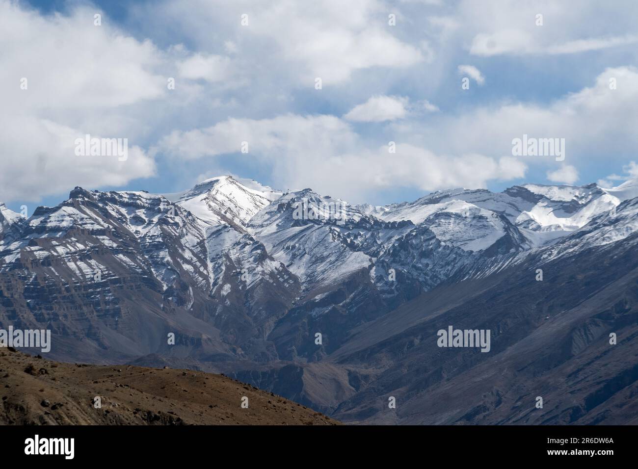 A stunning landscape of the Spiti Valley in the Himalayan Mountains ...