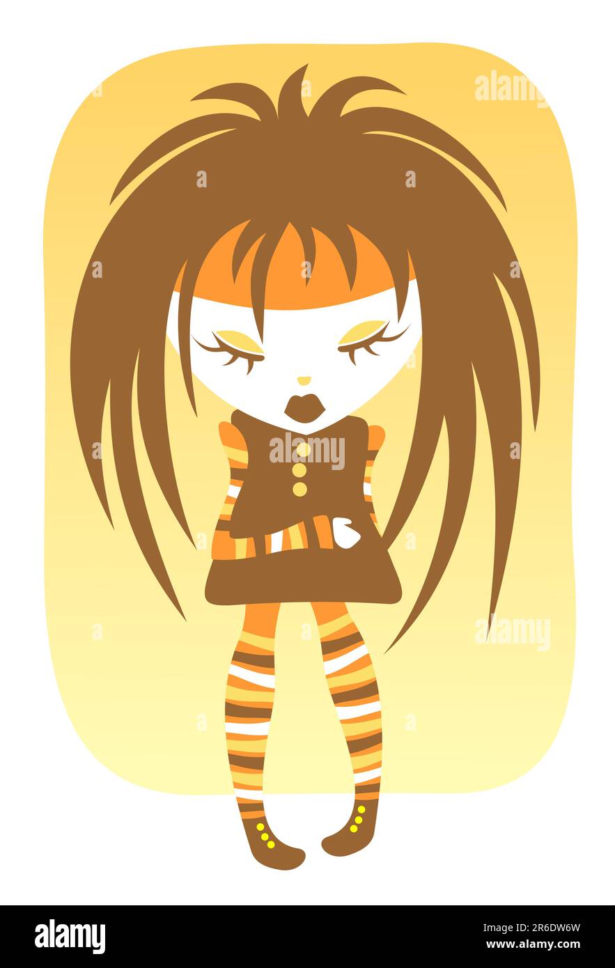 Cartoon emo girl isolated on a yellow background Stock Vector Image ...