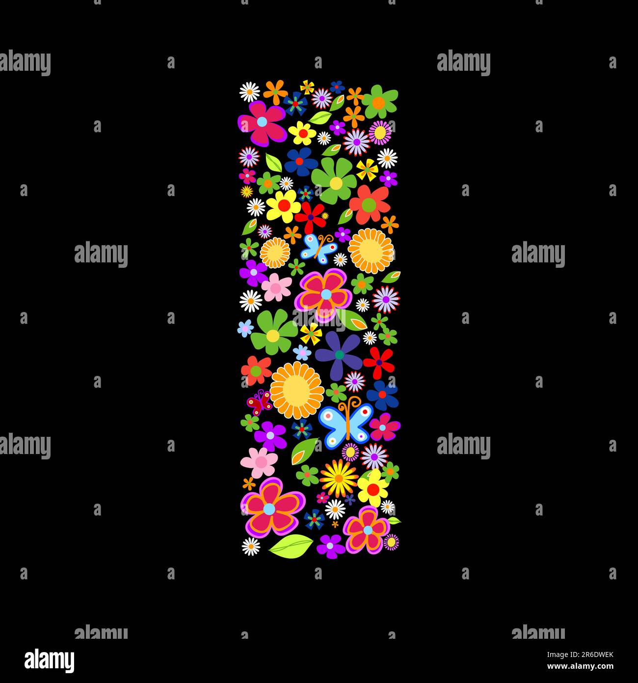 Vector flower font, letter I Stock Vector Image & Art - Alamy