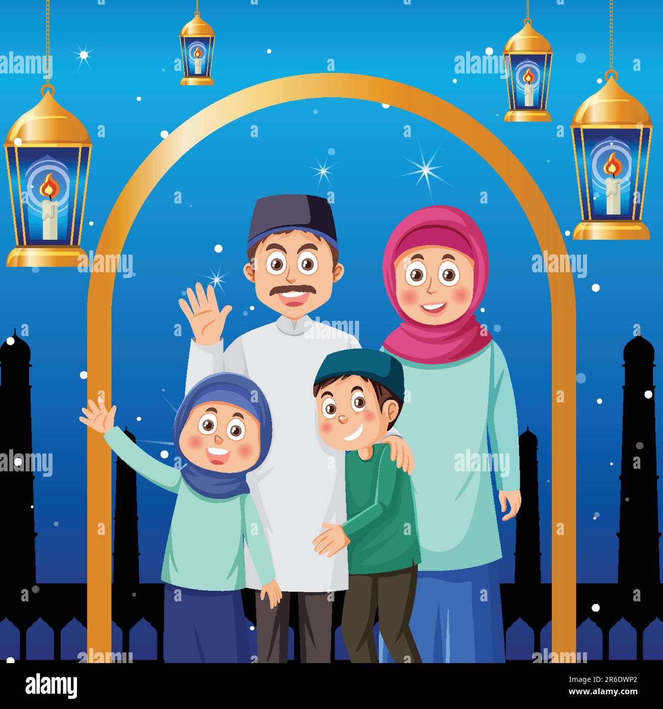 Muslim Family Cartoon Characters illustration Stock Vector Image & Art ...
