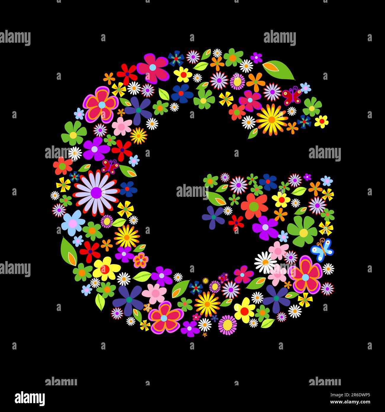 Vector flower font, letter G Stock Vector Image & Art - Alamy