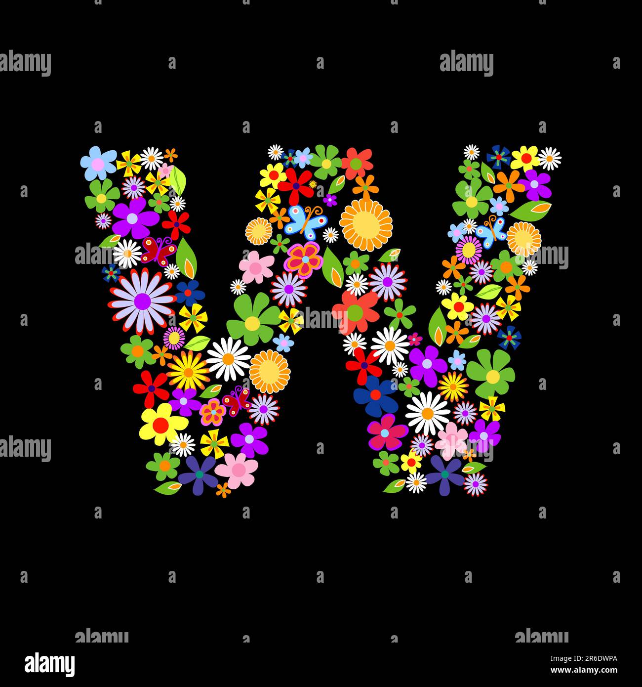 Vector flower font, letter W Stock Vector Image & Art - Alamy