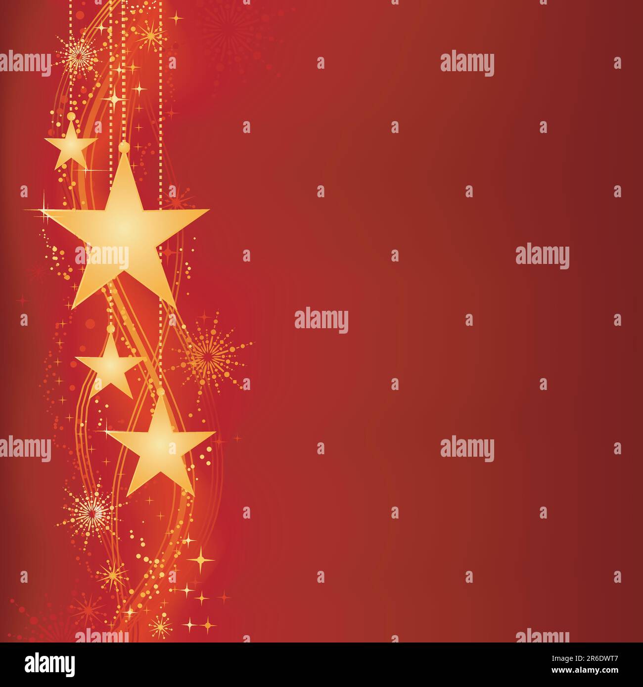Festive dark red Christmas background with golden stars, snow flakes ...