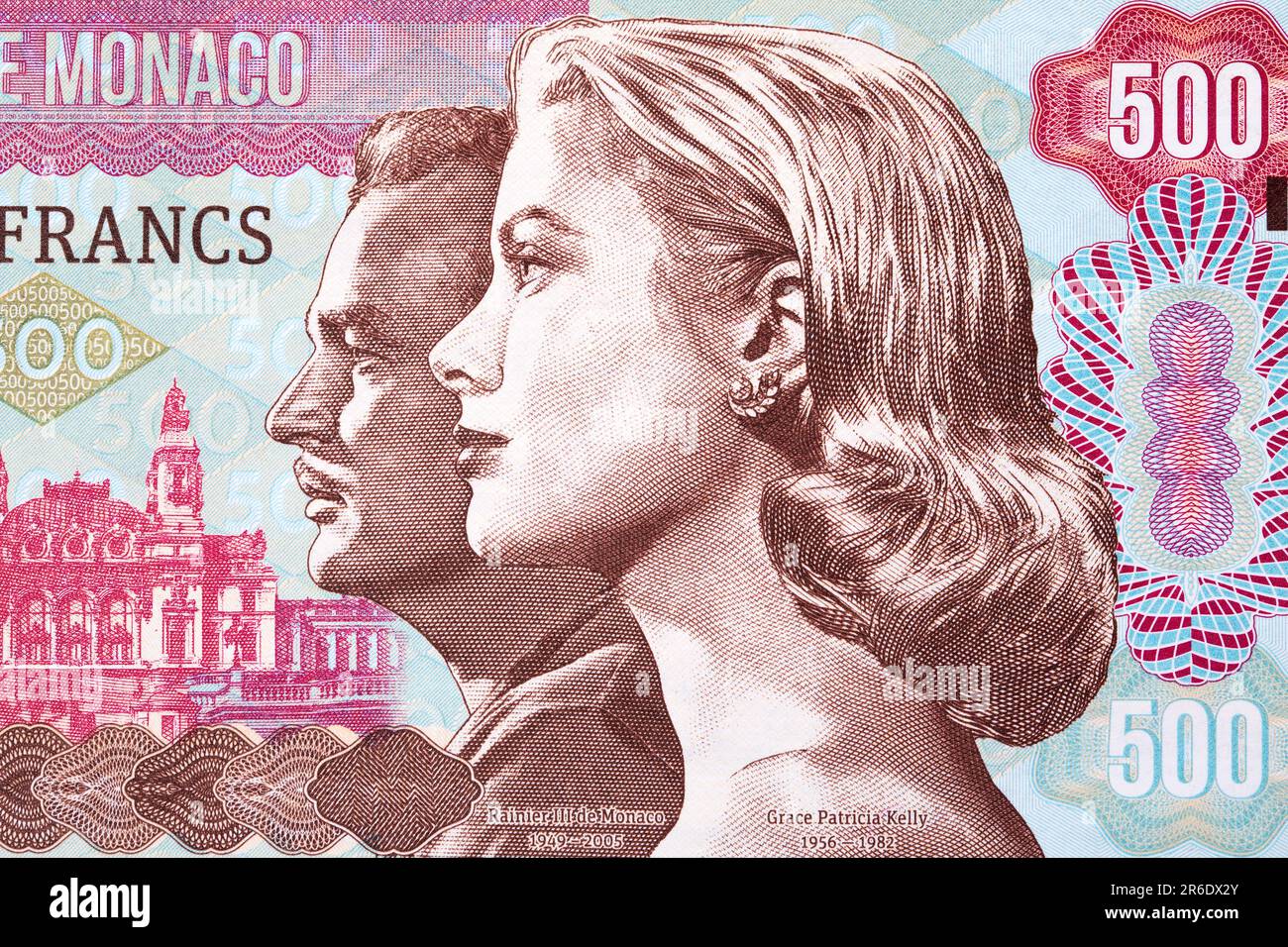 Grace Kelly and Rainier III de Monaco a portraits from money Stock ...