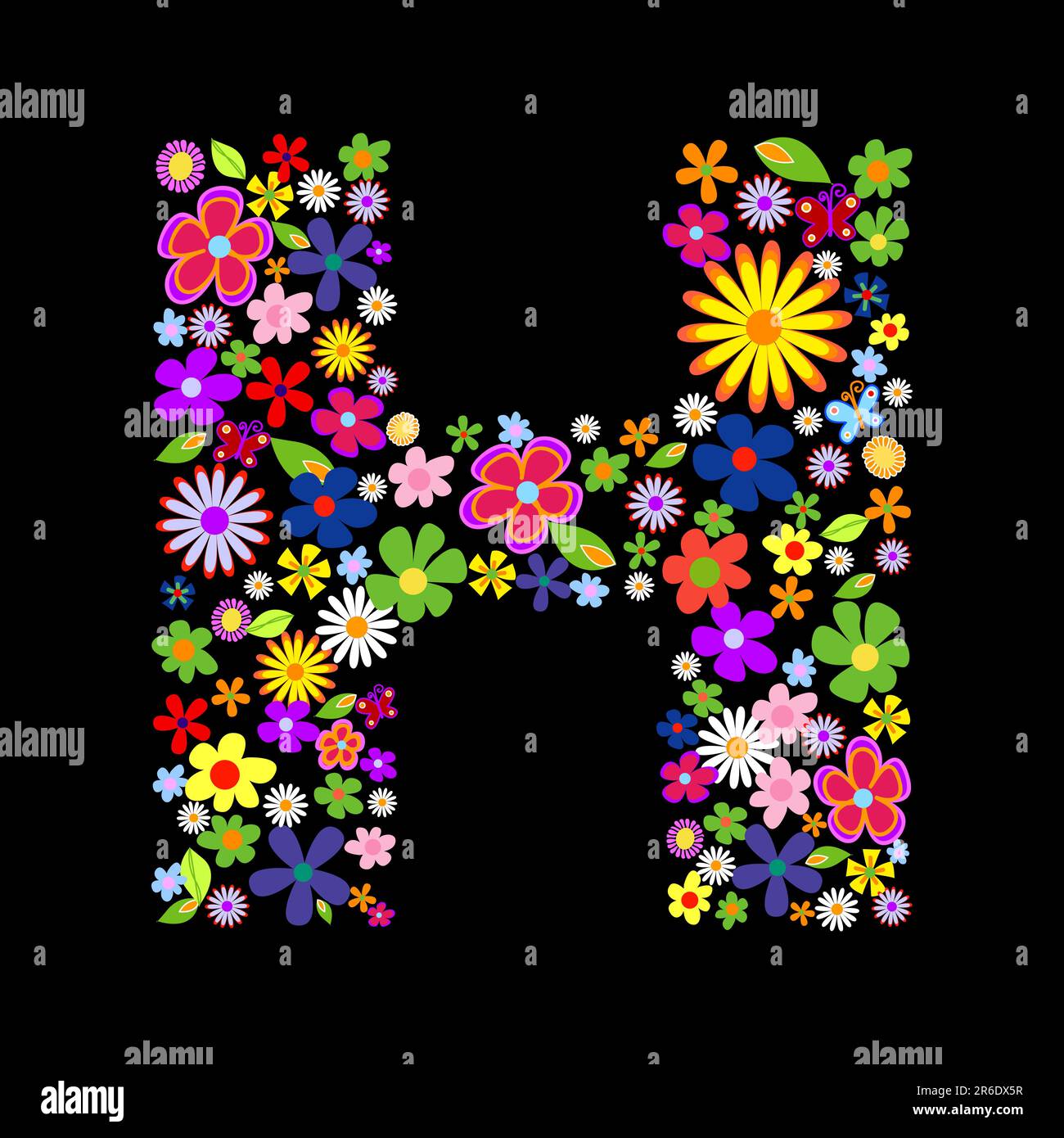 Vector flower font, letter H Stock Vector Image & Art - Alamy