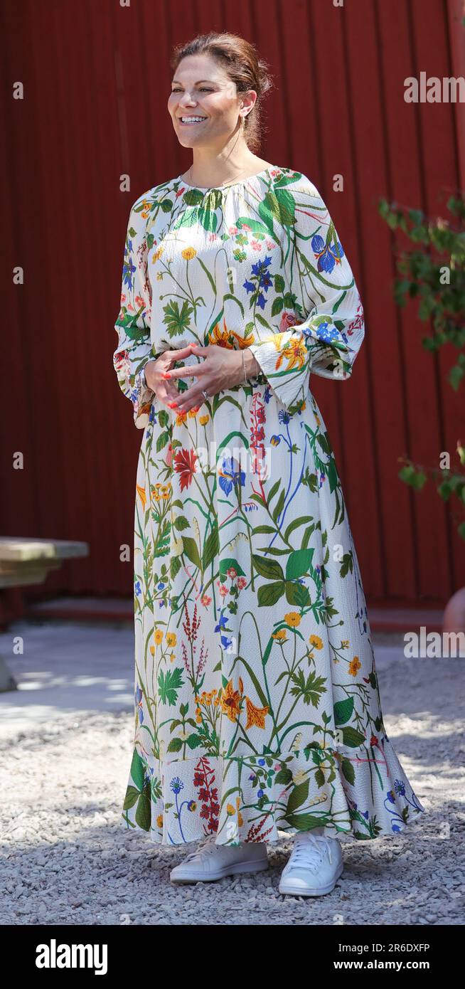 Crown Princess Victoria holds a turtle at the inauguration of the ...