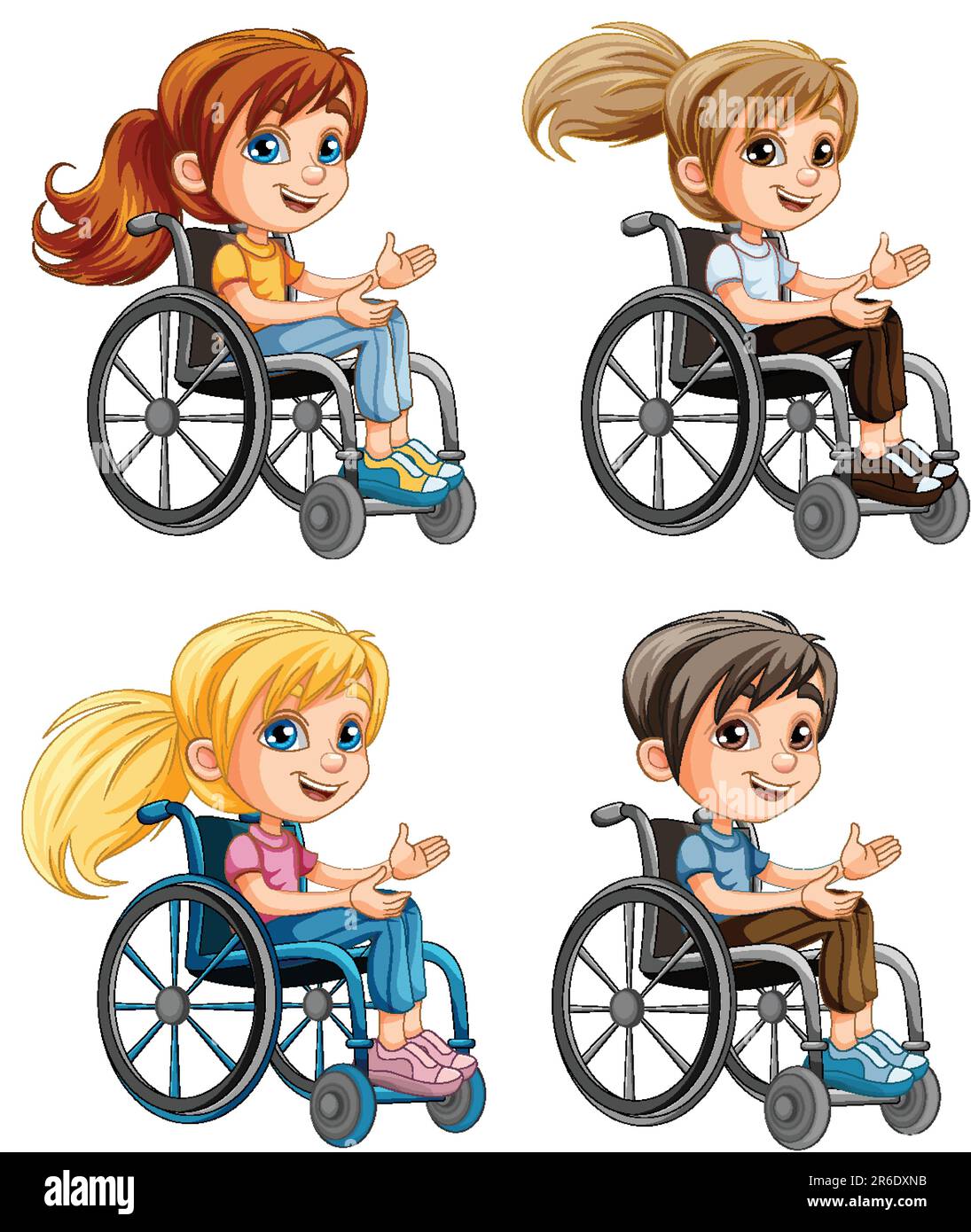 Disable woman cartoon sitting on wheelchair illustration Stock Vector ...