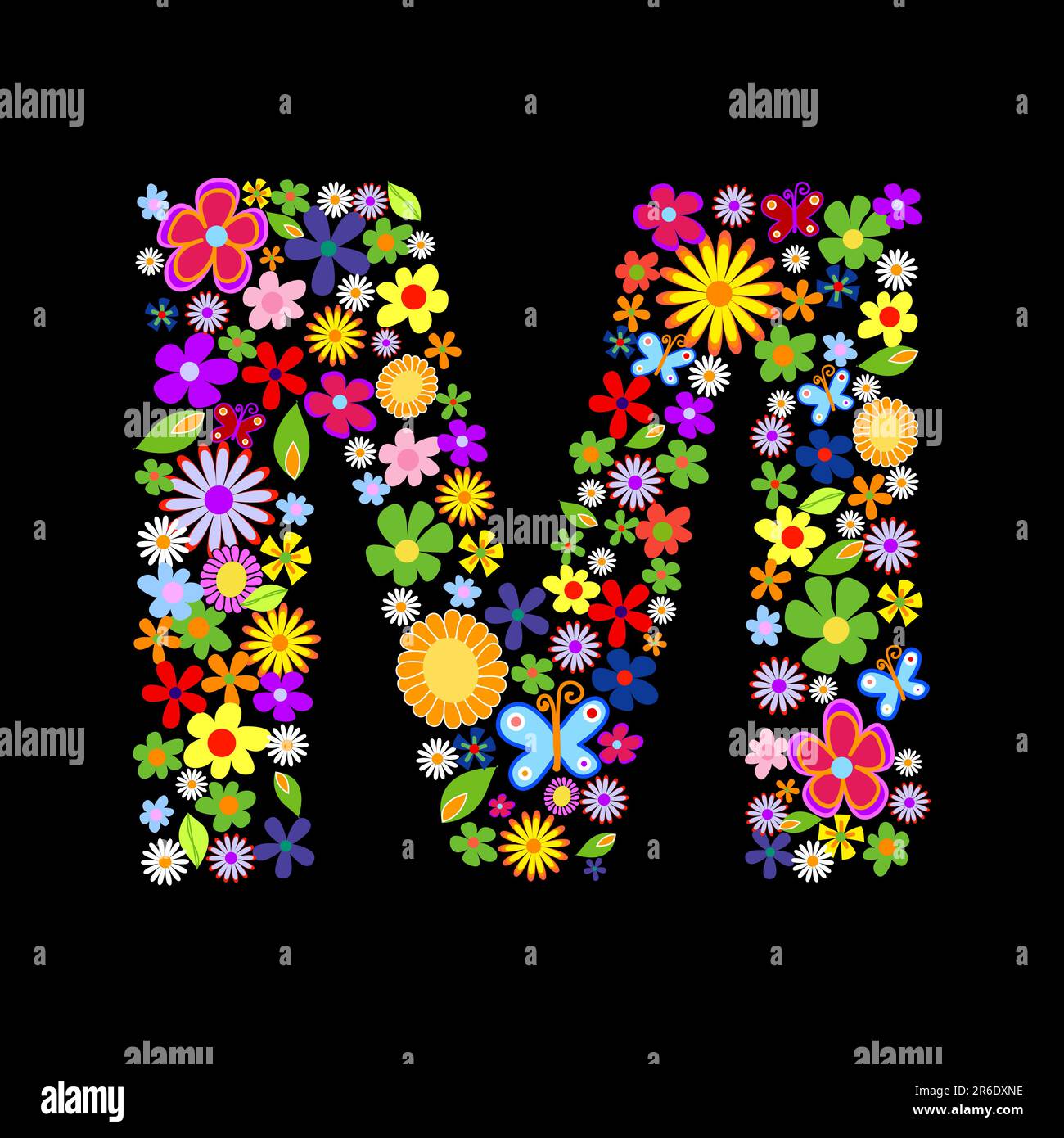 Vector flower font, letter M Stock Vector Image & Art - Alamy