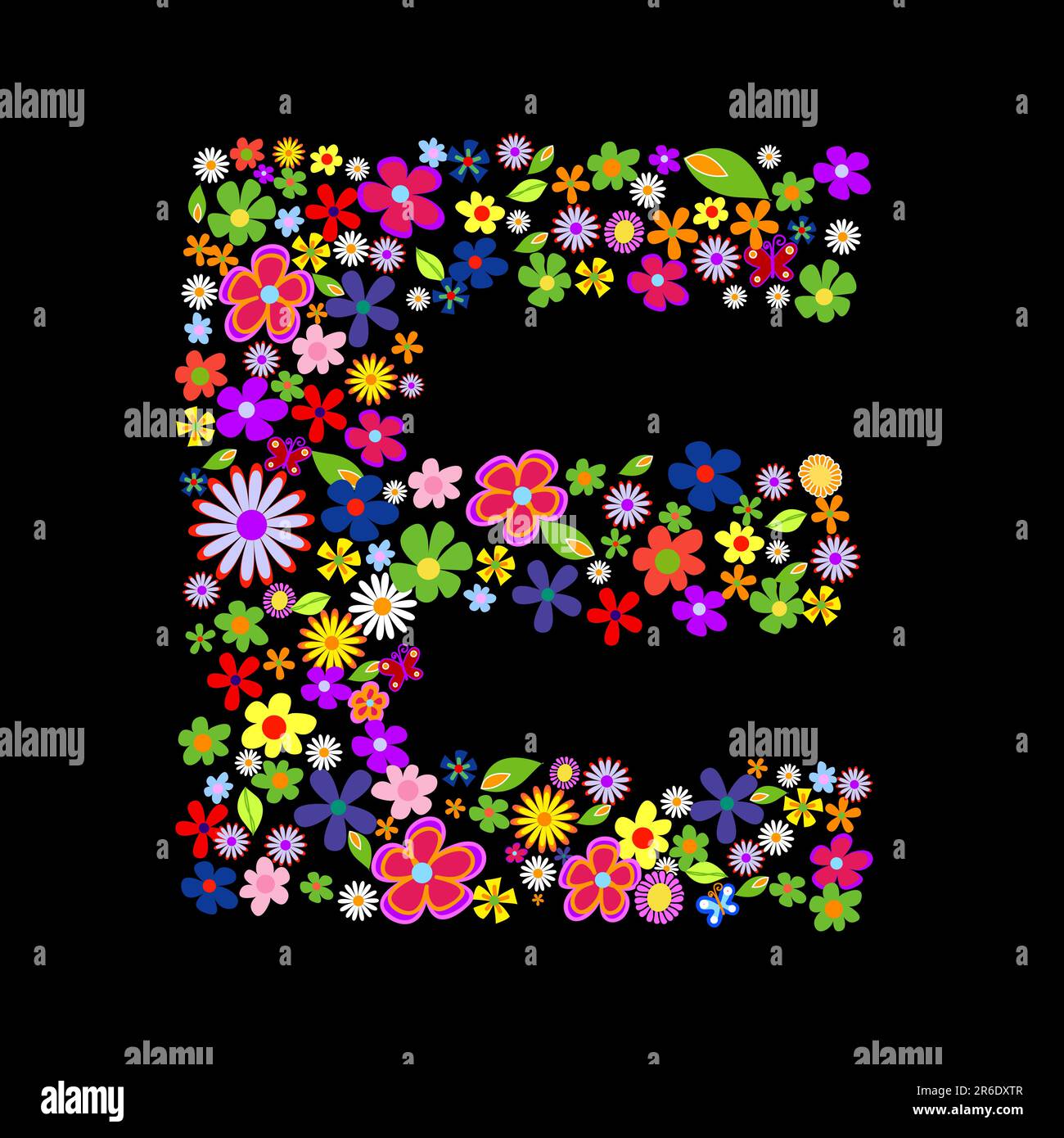 Vector flower font, letter E Stock Vector Image & Art - Alamy