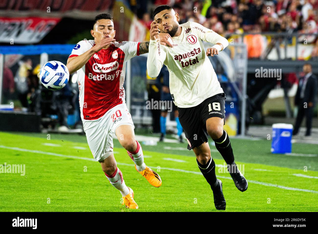 Bogota, Colombia. 08th June, 2023. Santa Fe's Harold Rivera and ...