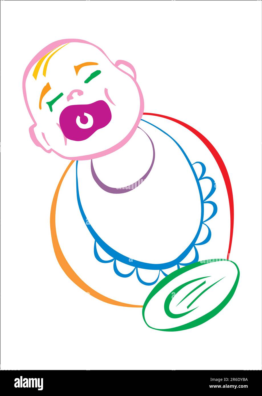 Crying baby with plate illustration. Vector file. You can edit this ...