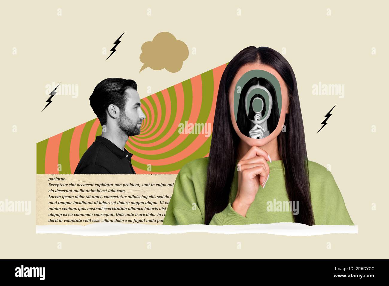 Dream magazine literacy template collage of freak woman with recursive ...