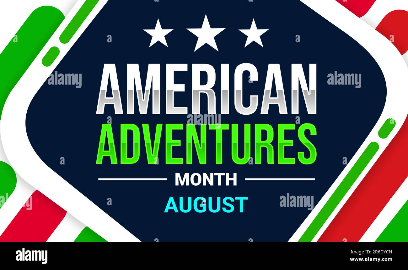 American Adventures Month background with colorful typoography and ...