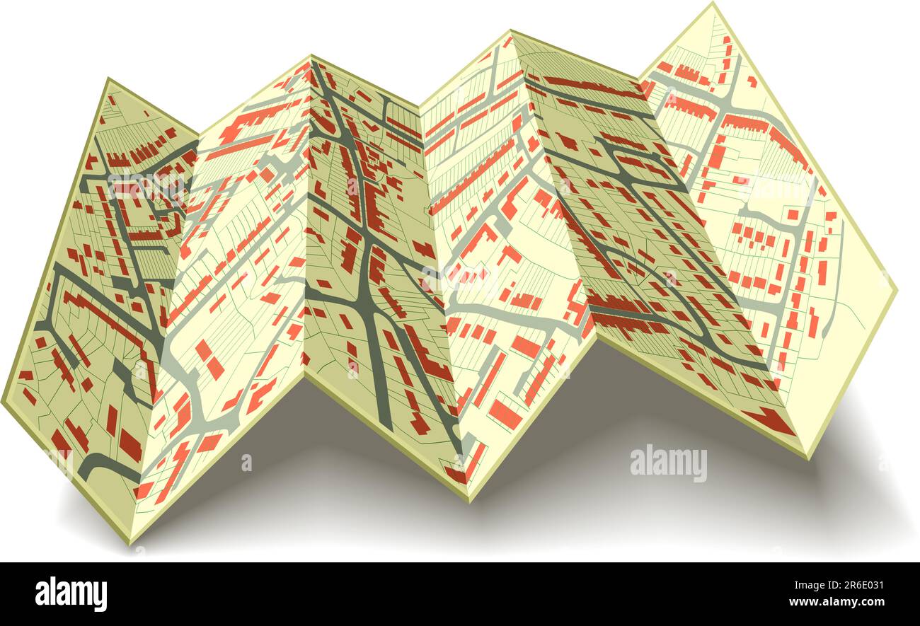 Editable vector illustrated folding map of housing in a generic town ...
