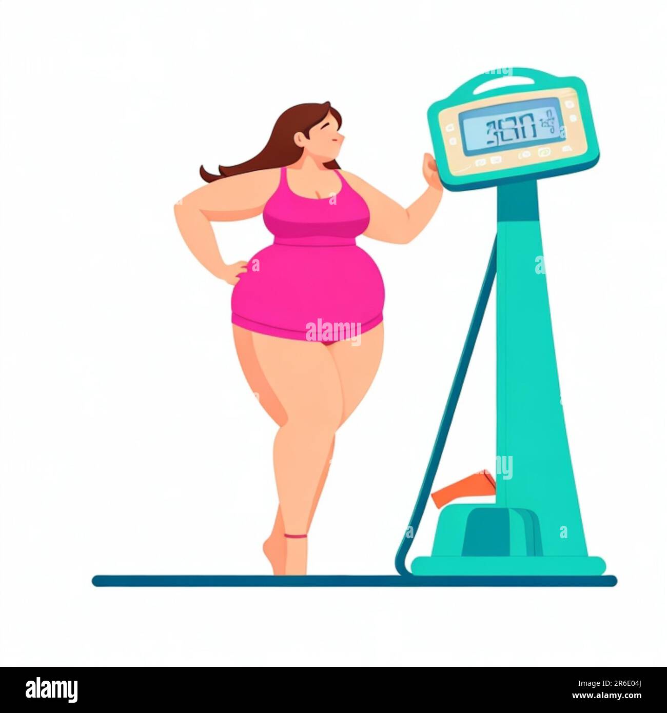 Fat woman gym cartoon illustration Cut Out Stock Images & Pictures - Alamy