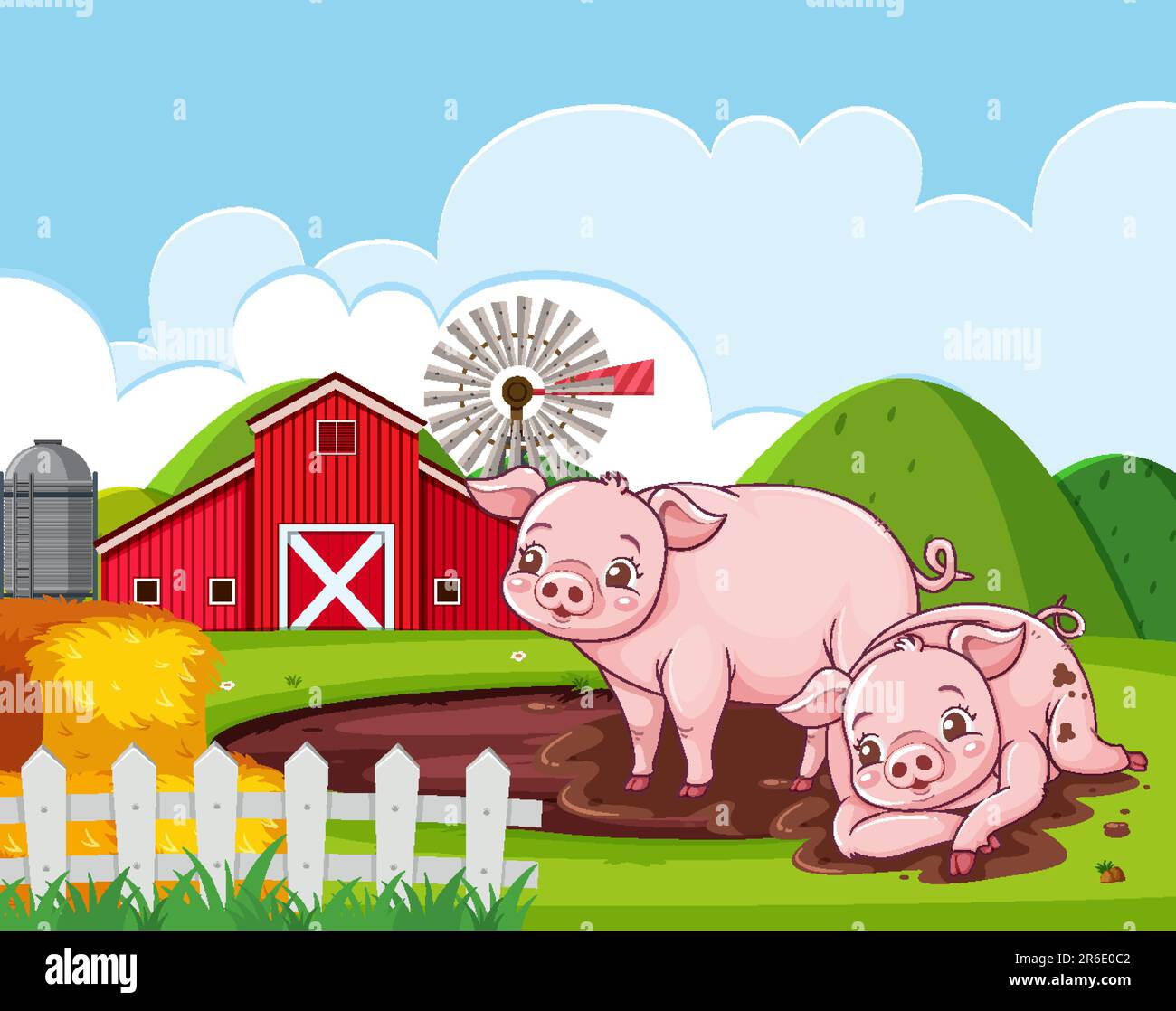 Adorable Pigs in the Farm illustration Stock Vector Image & Art - Alamy