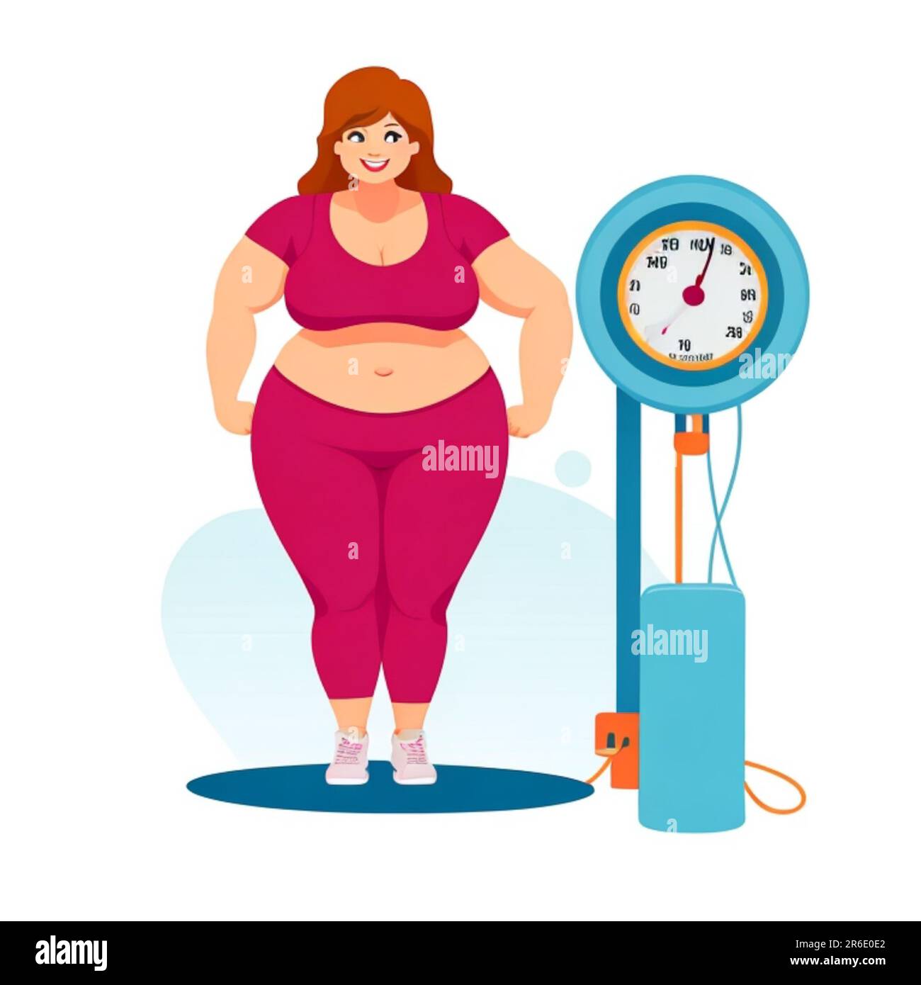 Fat woman fatness to loss weight, overweight cartoon style at gym Stock ...