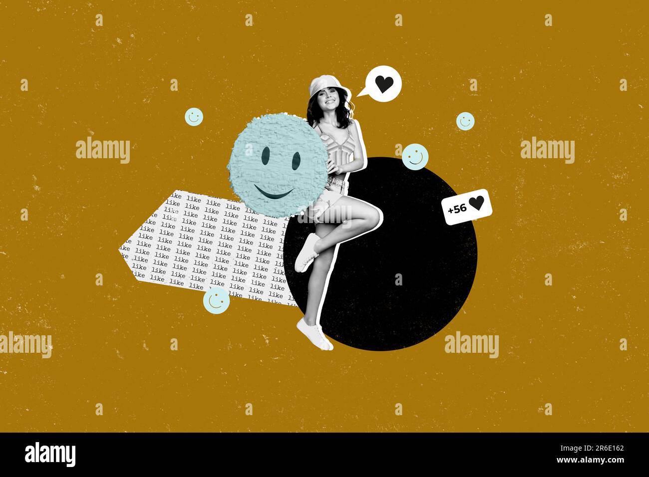 Poster banner collage of lady travel trip blogger browsing internet ...