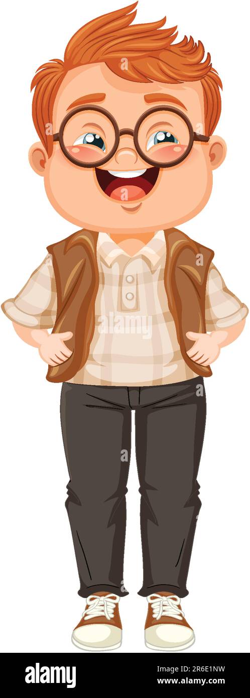 Cute nerdy boy cartoon character illustration Stock Vector Image & Art ...