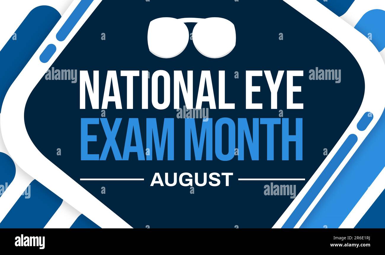 National Eye Exam month wallpaper with glasses, typography and blue ...