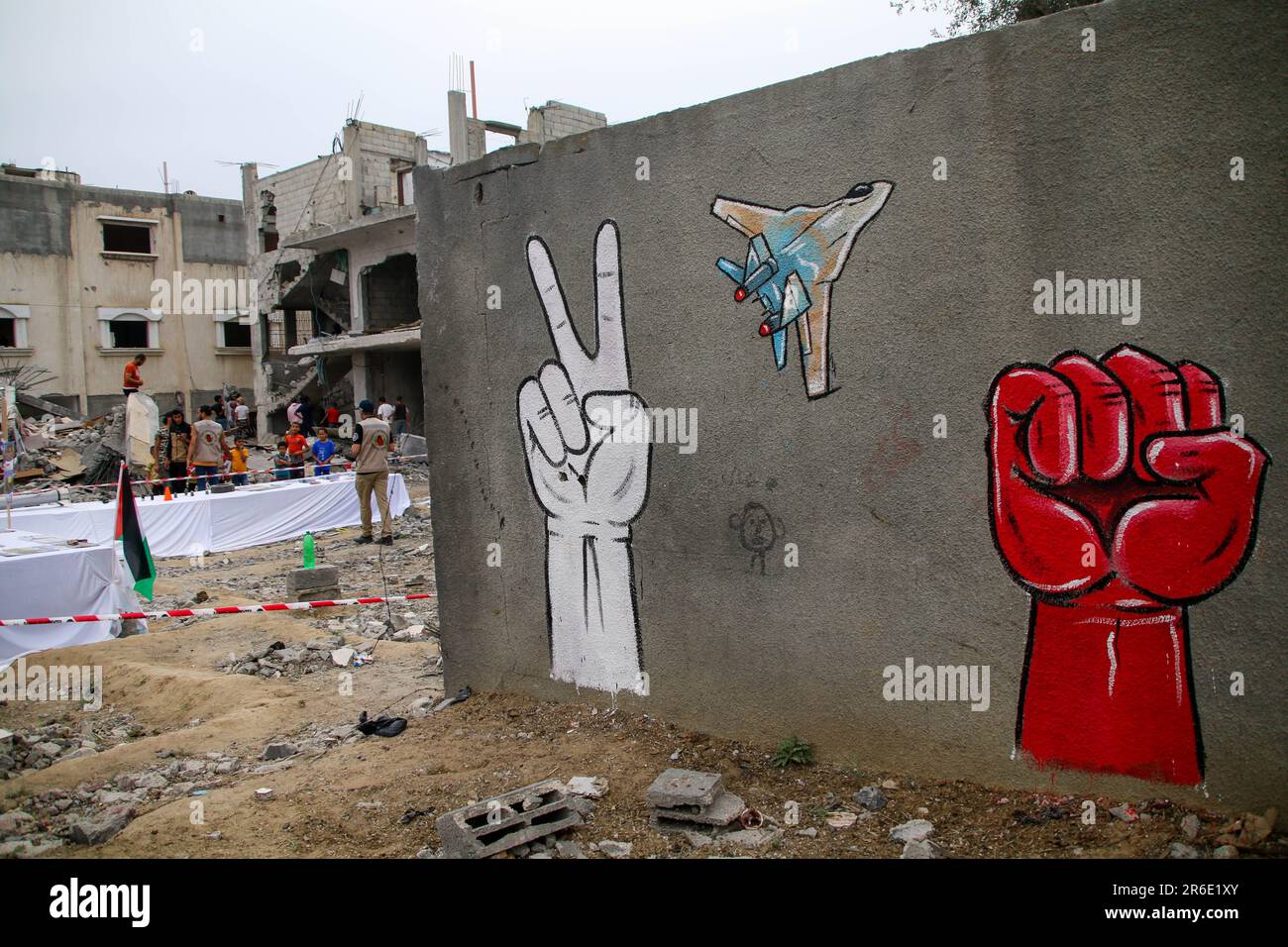 June 8, 2023: Gaza, Palestine. 08 June 2023. Various murals painted by ...