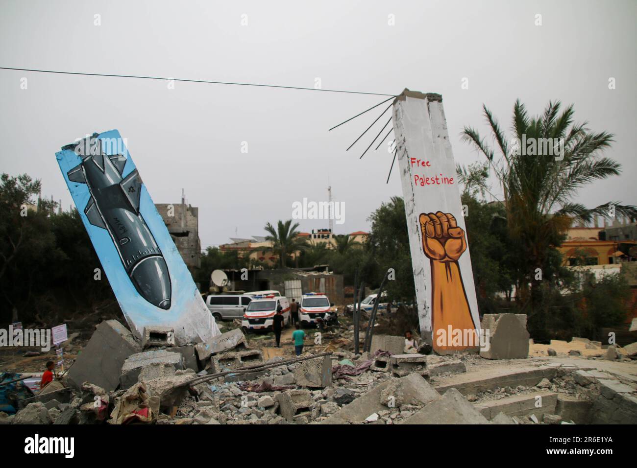June 8, 2023: Gaza, Palestine. 08 June 2023. Various murals painted by ...