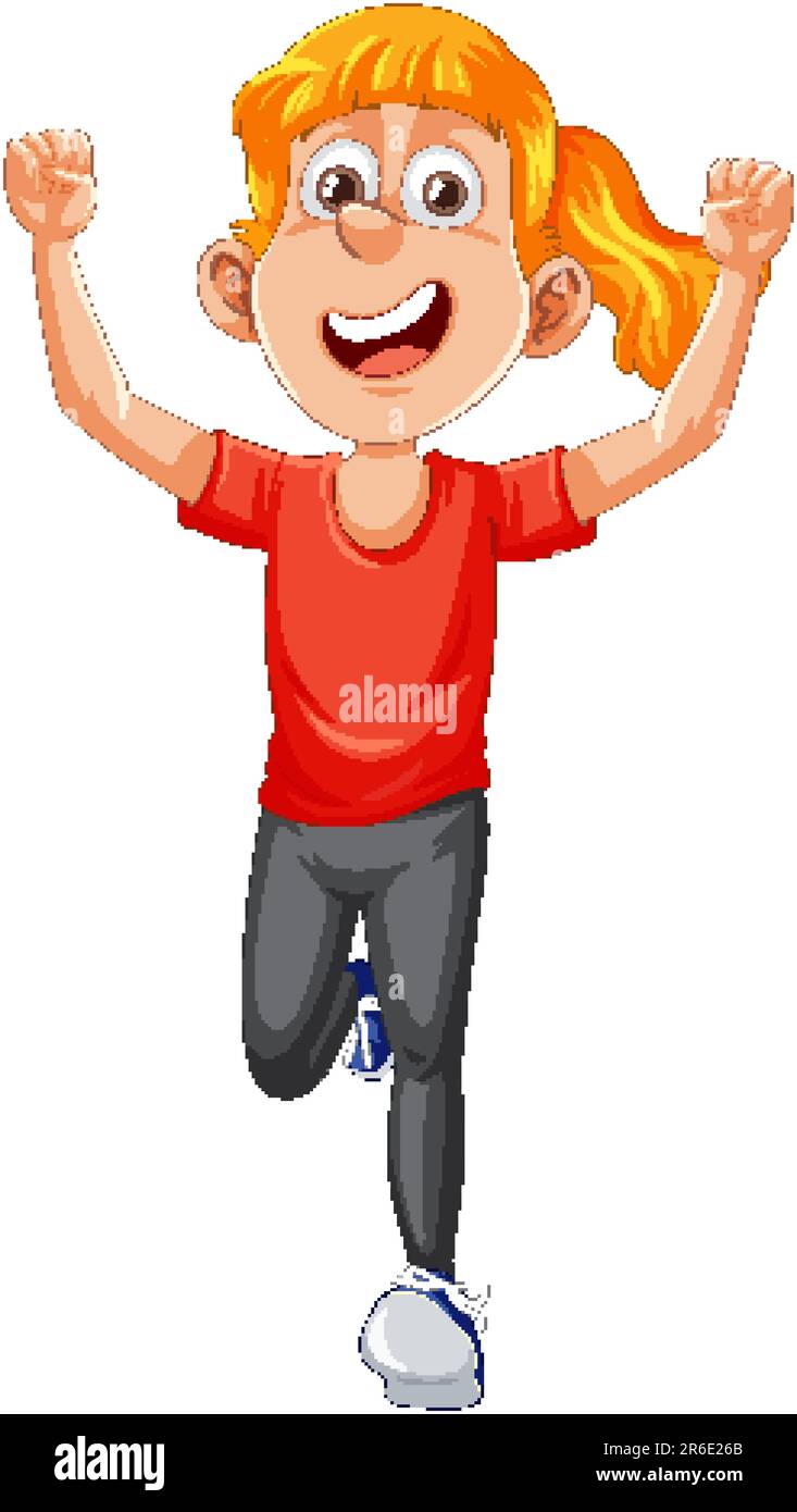 Energetic Runner Girl Cartoon Character illustration Stock Vector Image ...