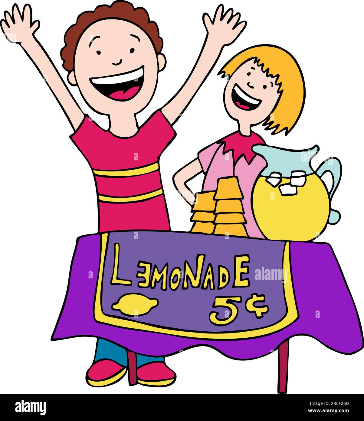 2 kids sell lemonade at their stand Stock Vector Image & Art - Alamy