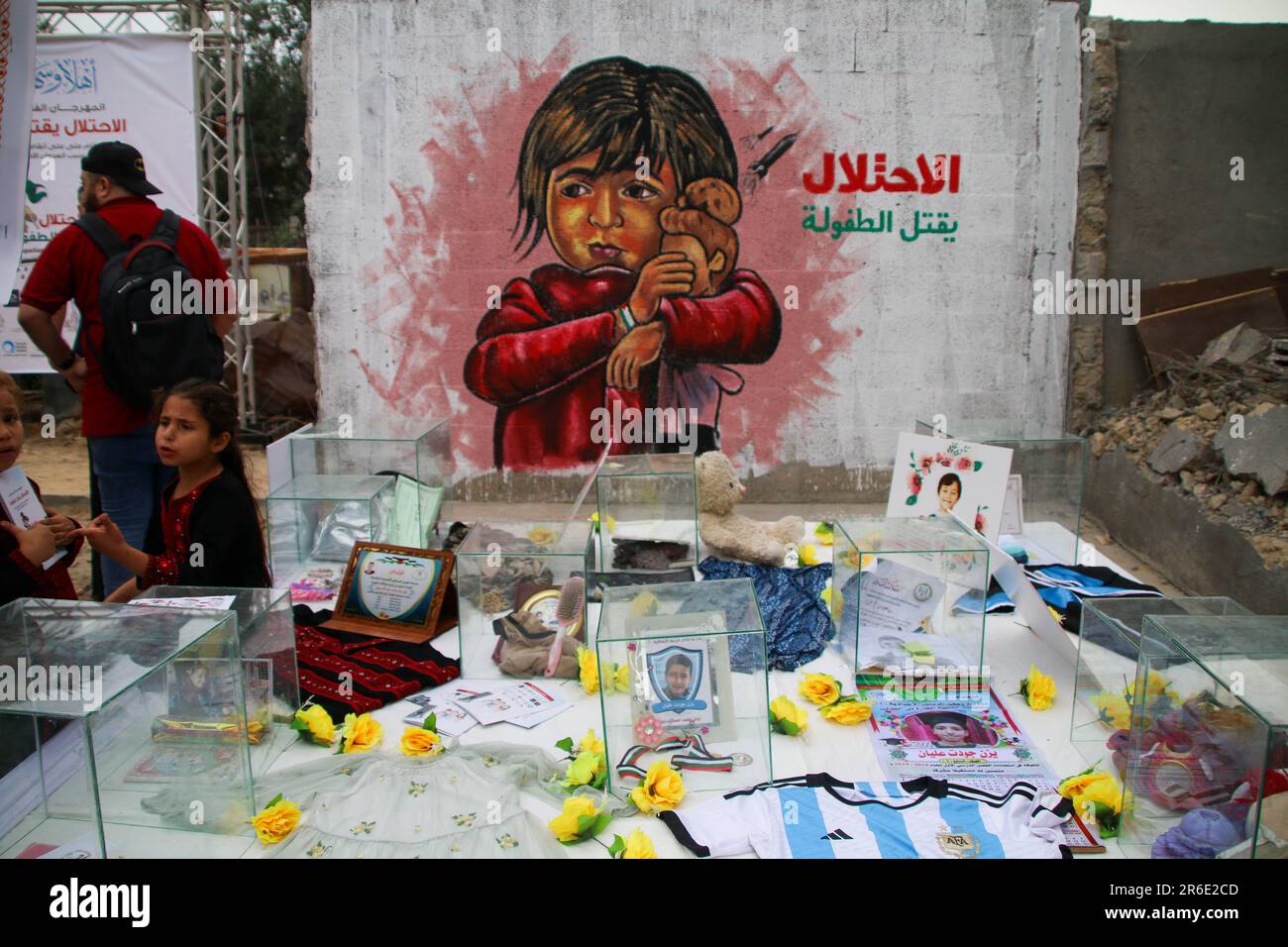 June 8, 2023: Gaza, Palestine. 08 June 2023. Various murals painted by ...