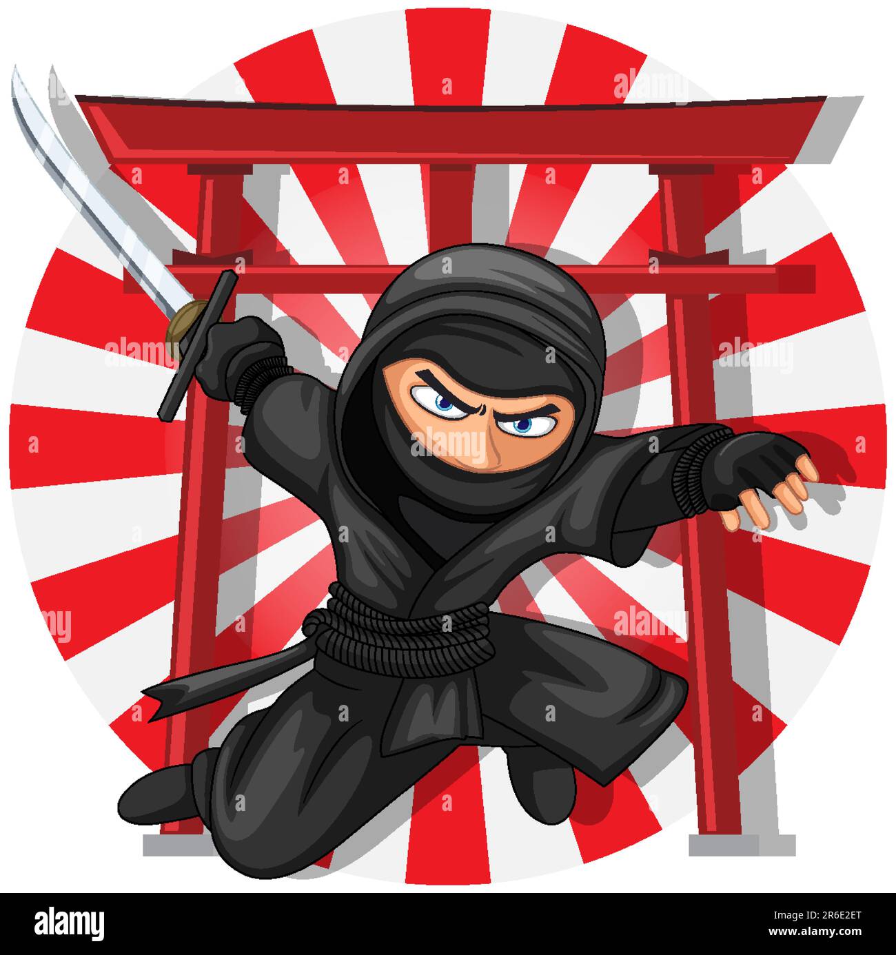 Ninja Jumping and Brandishing Sword illustration Stock Vector Image ...