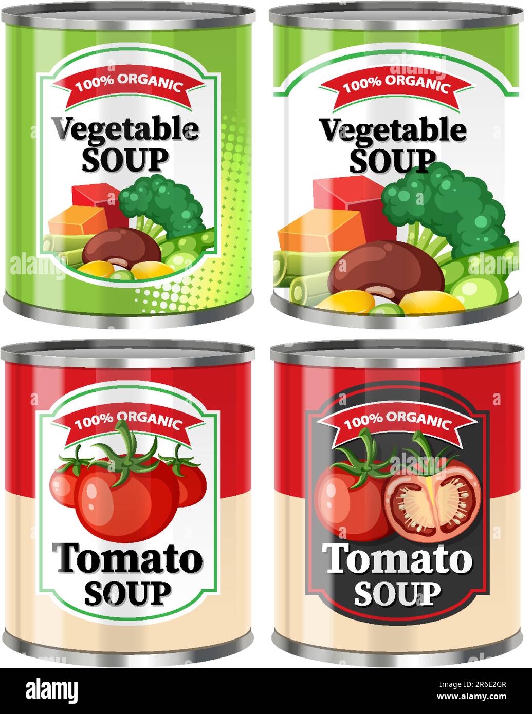 Vegetable Soup Food Cans Collection illustration Stock Vector Image ...