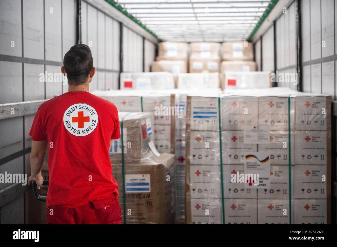 Berlin, Germany. 09th June, 2023. An employee of the German Red Cross ...