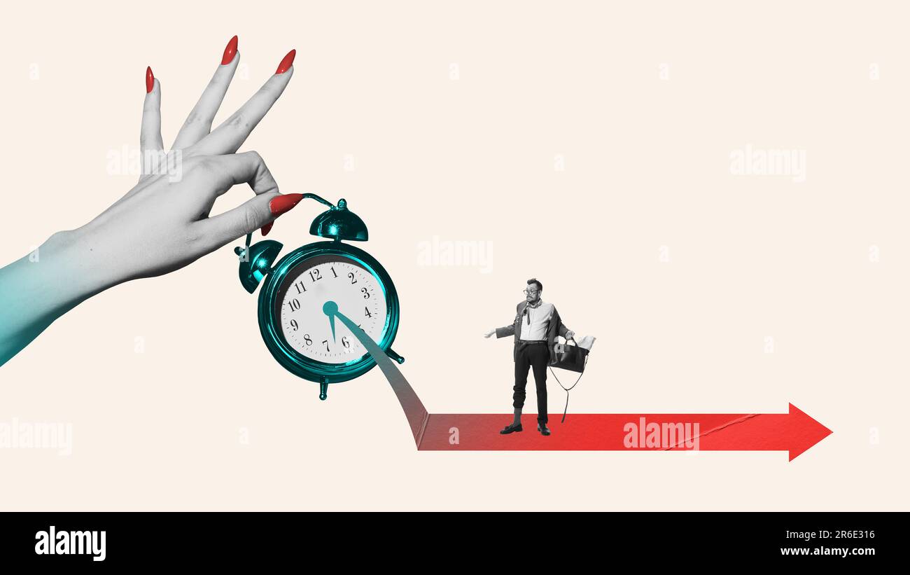 Office worker, employee being late for work, looking untidy. Deadlines ...