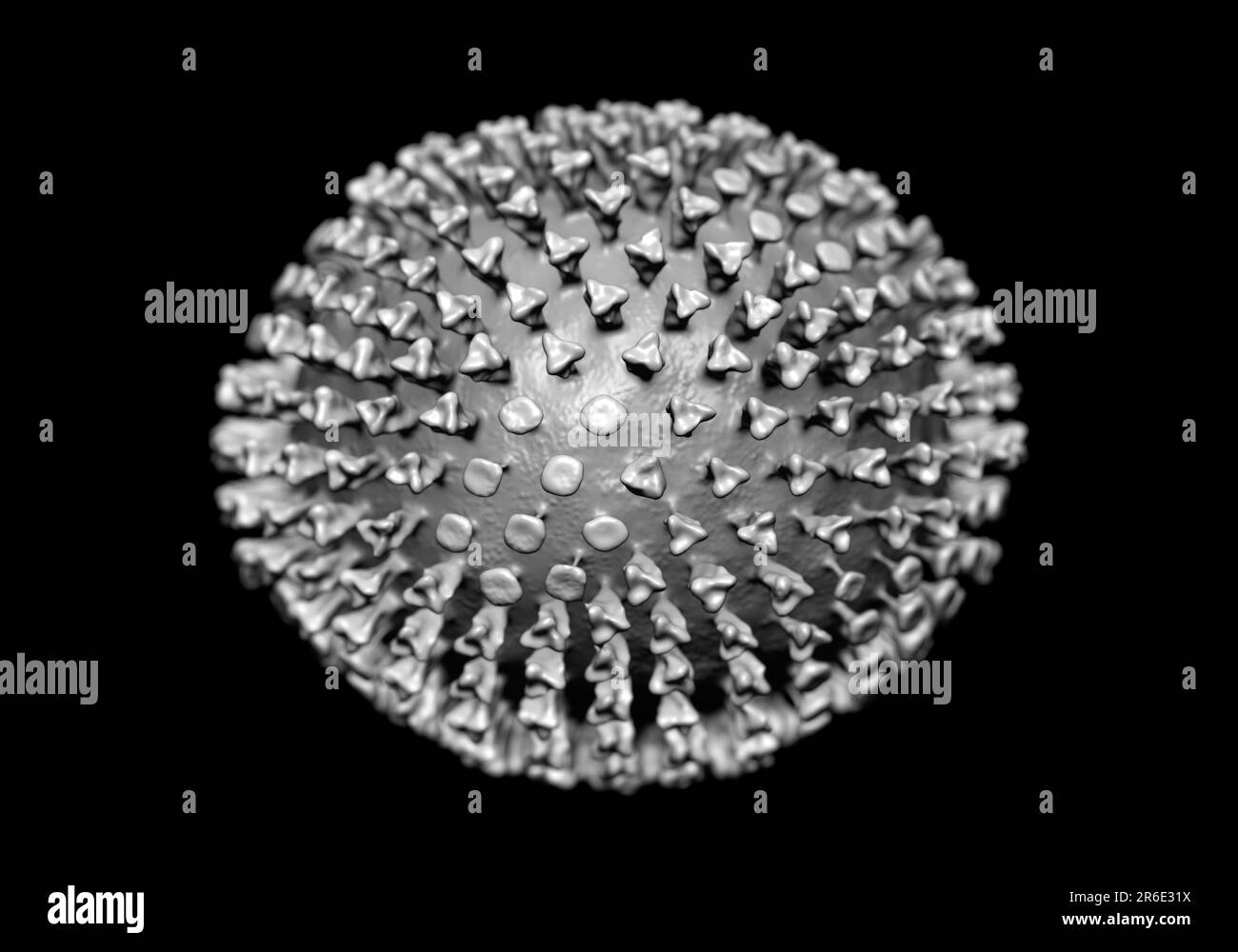 Flu viruse, computer illustration. Each virus consists of a core of RNA ...